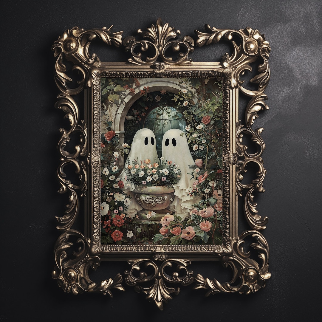 Plants Lover Two Ghosts, Flower Ghost Print, Dark Academia Printable ...