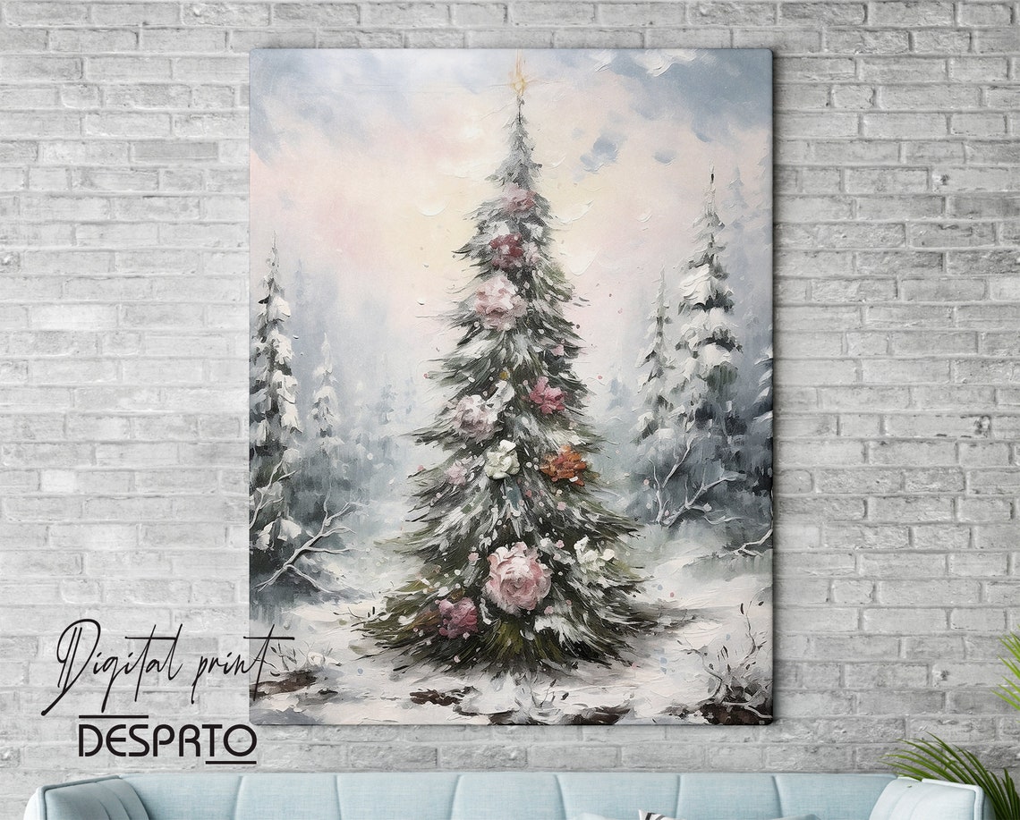 Christmas Tree in the Snow, Christmas Printable, Pine Tree Winter ...
