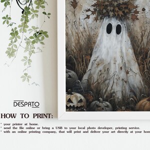 Ghost in Field With Pumpkins, Dark Academia, Cottage Core Spooky Decor ...