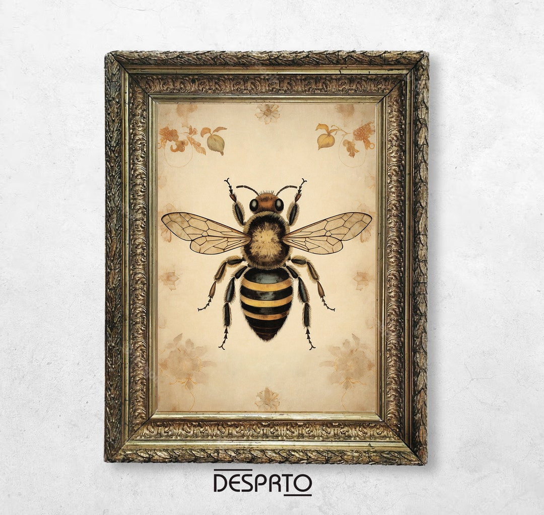 Boho Bee Print, Moody Bumblebee Decor, Insect Printable, Bee Dark ...
