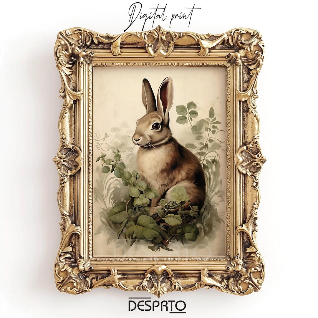 Boho Rabbit Bunny Print, Rustic Hare Cottagecore Print, Animal Wall Art ...