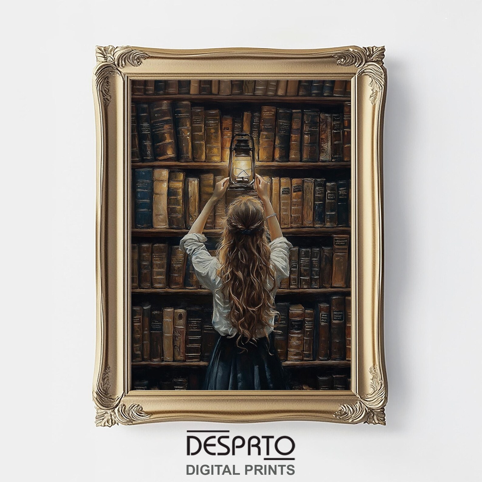 Vintage Library Woman Print, Book Lover Gift, Books Vintage Print ...