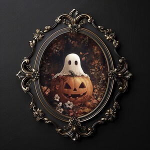 Ghost With Pumpkin in Fall Flower Forest, Dark Academia, Cottagecore ...