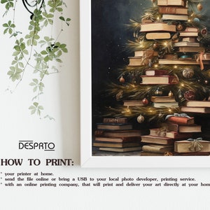 Books Christmas Tree, Winter Rustic Printable, Christmas Bookish Still ...