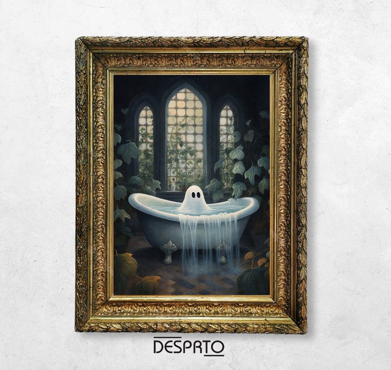 Ghost Bathtub Portrait Print, Dark Academia Halloween Decor (digital ...