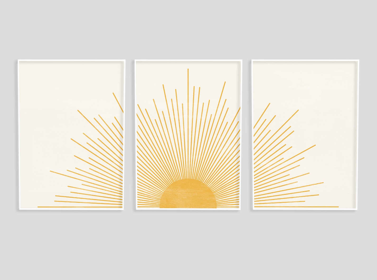 Sun Art Set of 3 Prints, Sun Print, Sunset Digital Download, Boho ...