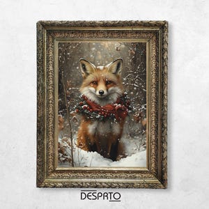 Fox in Winter Forest Print, Fox Rustic Snowy Cottagecore Print, Animal ...