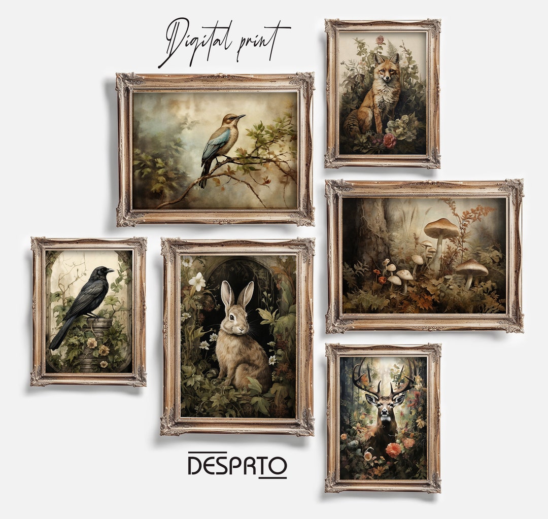Boho Set of 6 Nature Prints, Animal Forest Gallery Wall Decor, Spring ...