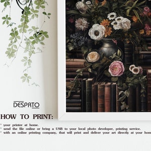 Flower Moody Books Print, Nature Bookstore Vintage Poster, Botanical ...
