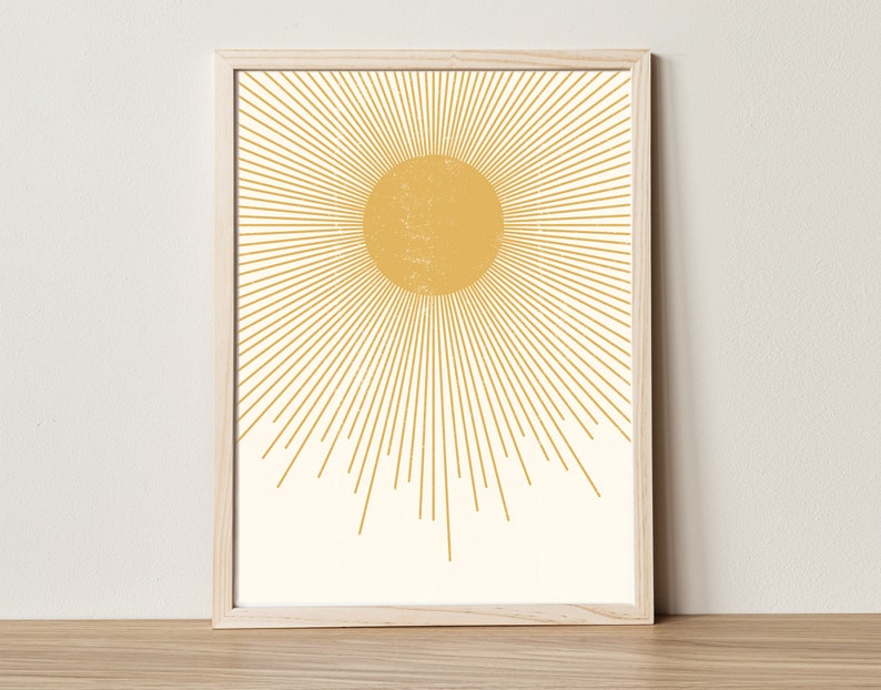 Sun Wall Art Sun Print Mid Century Modern Sun Print Boho | Etsy