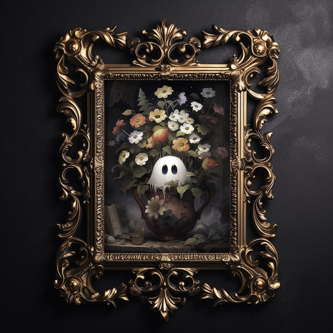 Rustic Ghost Flower Pot Portrait Printable, Plant Lover Ghost ...