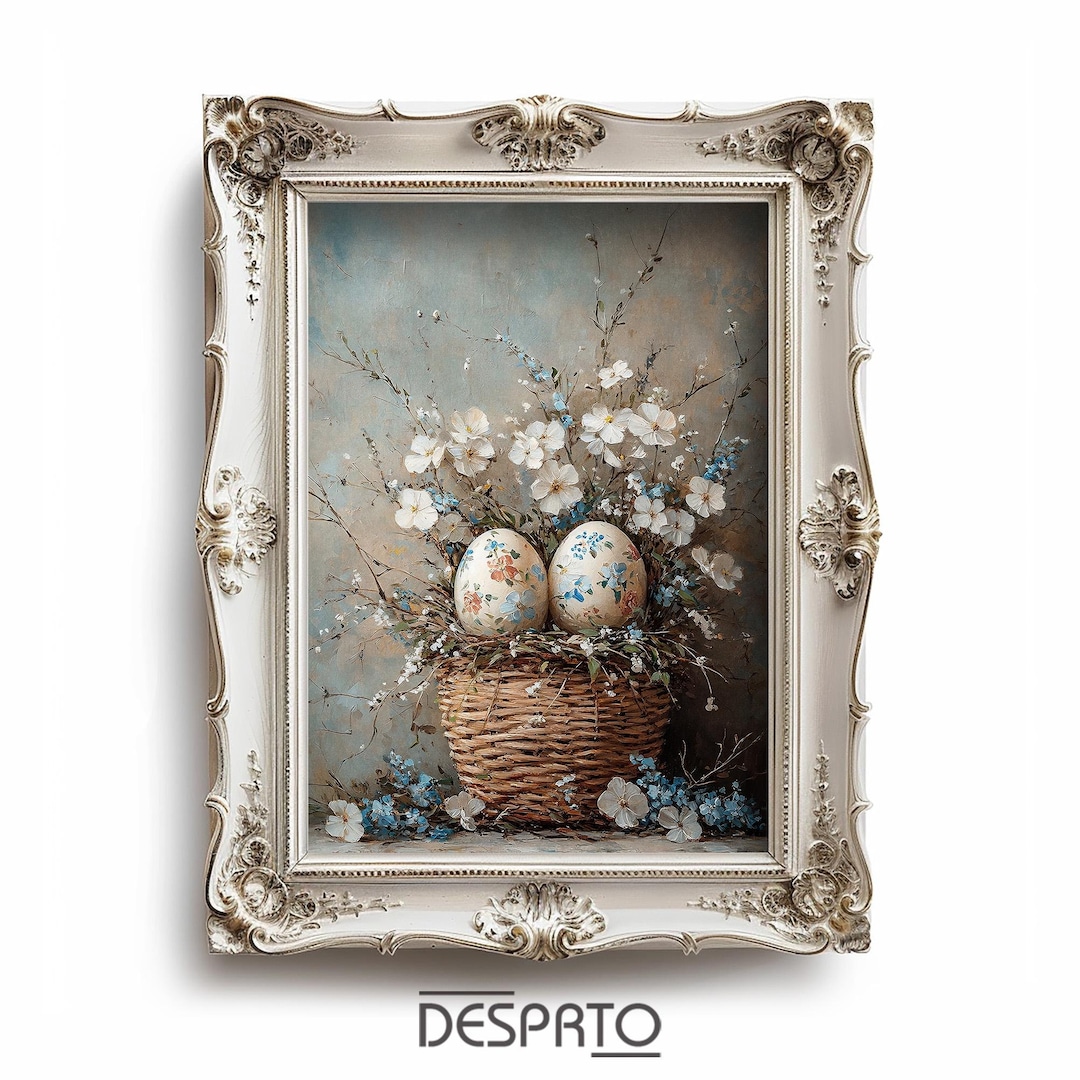 Vintage Easter Flower Basket, Spring Print, Easter Printable, Easter ...