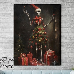 Cute Skeleton Christmas Tree, Christmas Skull Printable, Winter ...