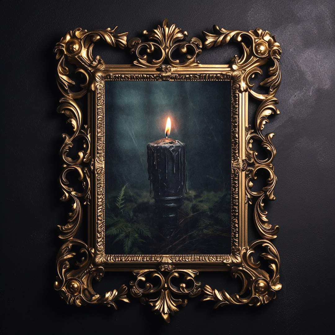 Candle Dark Print, Candle Gothic Moody Painting, Vintage Dark Wall ...