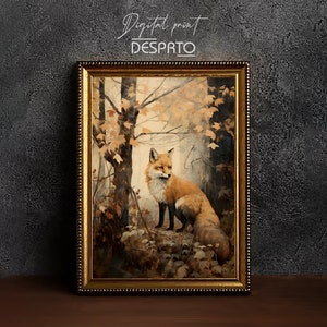 Fox in the Fall Forest, Cottagecore Prints, Animal Autumn Wall Art ...