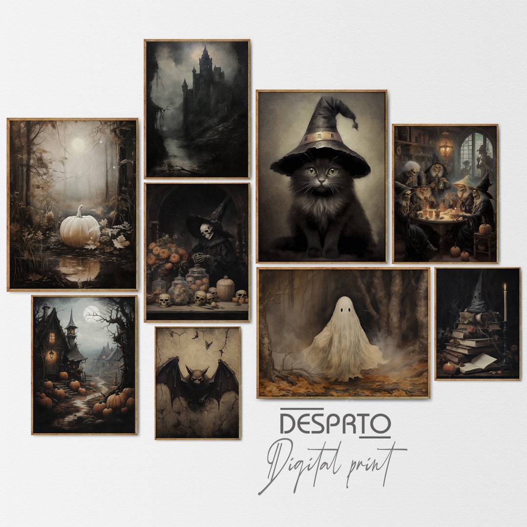 Dark Academia Halloween Print Set, Rustic Autumn Gallery Wall (digital ...