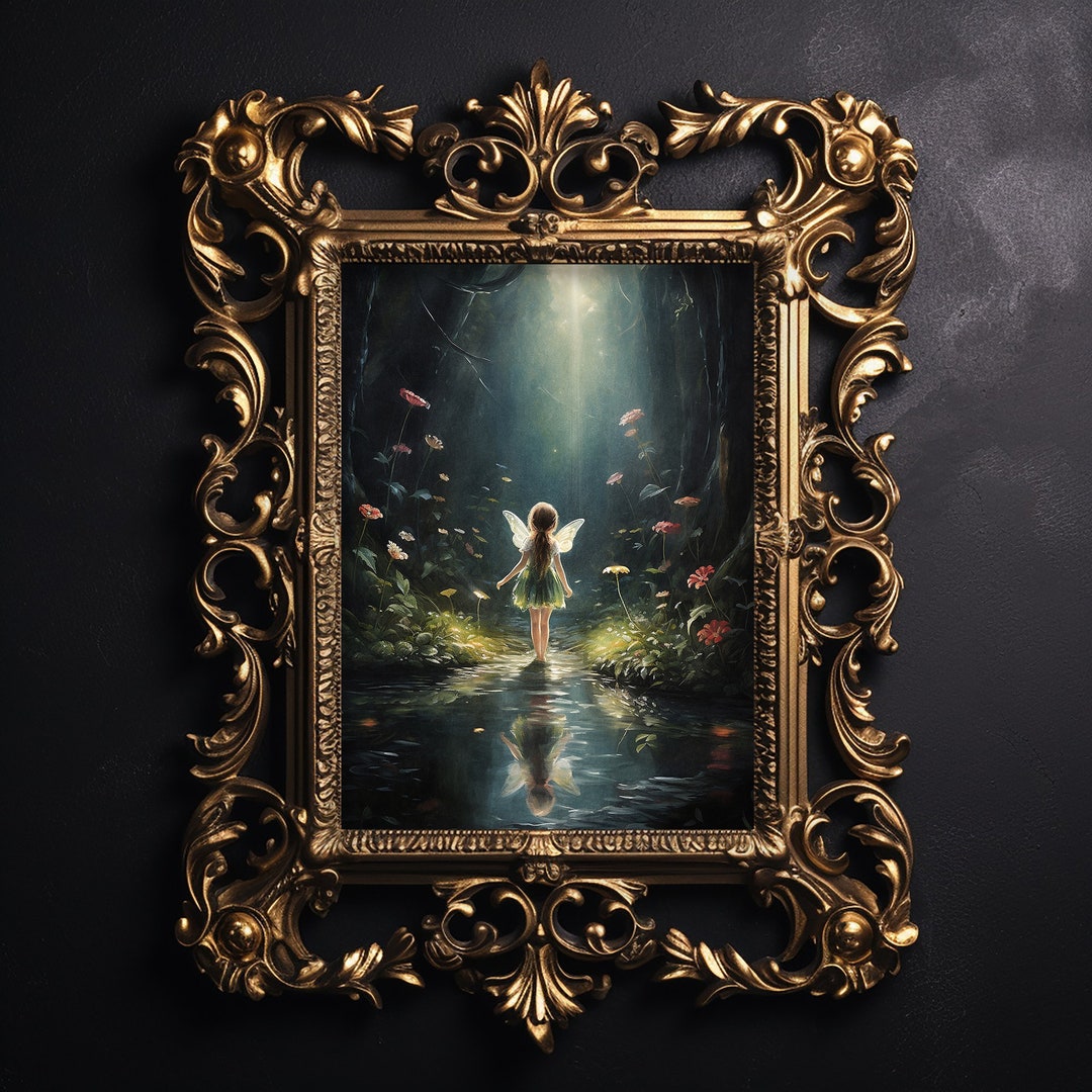 Dark Forest Flower Fairy, Fairycore Wall Art, Floral Cottagecore Print ...