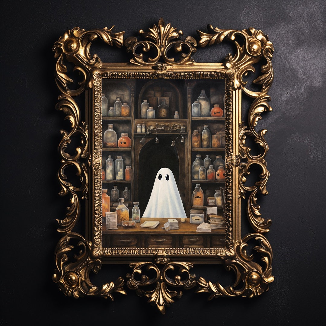 Ghost in the Pharmacy Selling Medicine Print , Dark Academia, Cottage ...