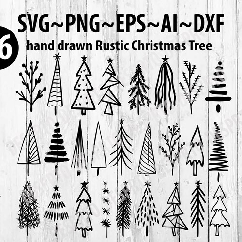 Christmas Tree SVG Rustic Hand Drawn Christmas Trees - Etsy