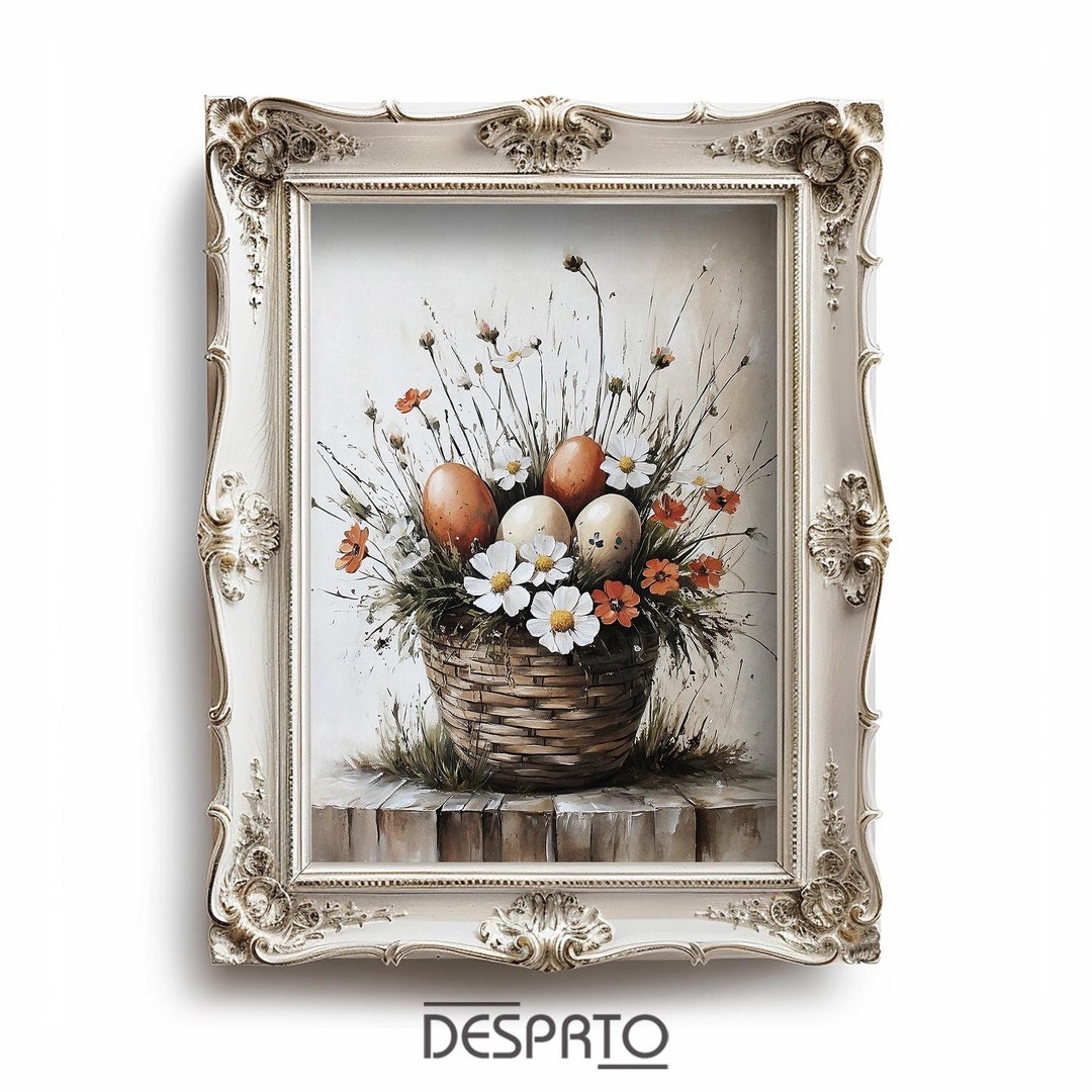 Vintage Easter Flower Basket, Spring Print, Easter Printable, Easter ...