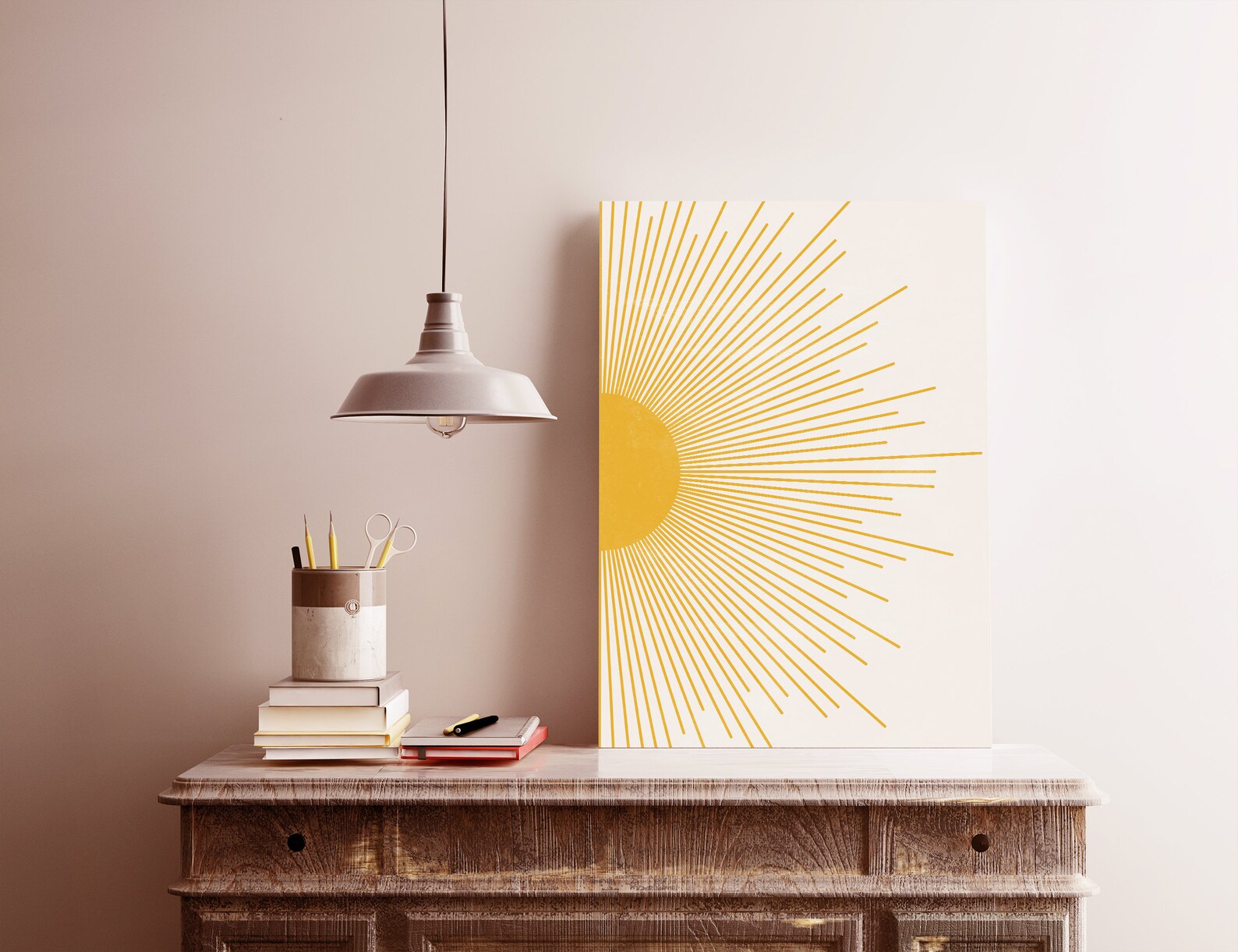 Sun Wall Art Sun Print Mid Century Modern Horizontal Sun Print Boho ...