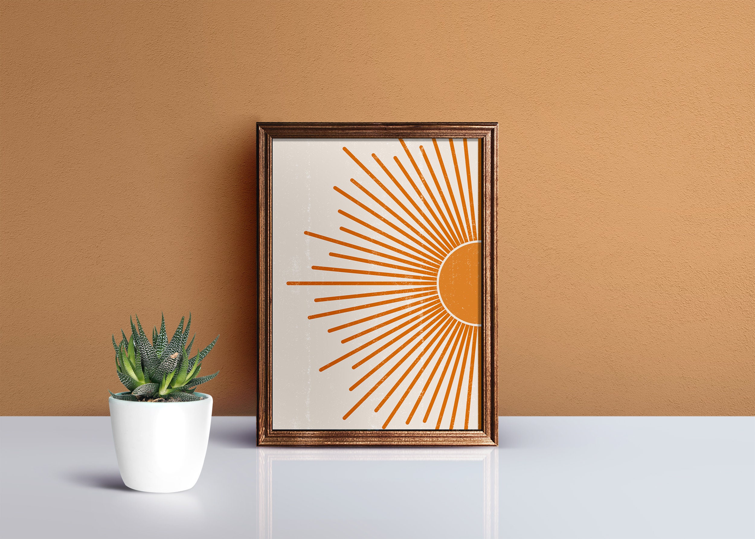 Sun Print Mid Century Modern Sun Wall Art Printable Wall | Etsy