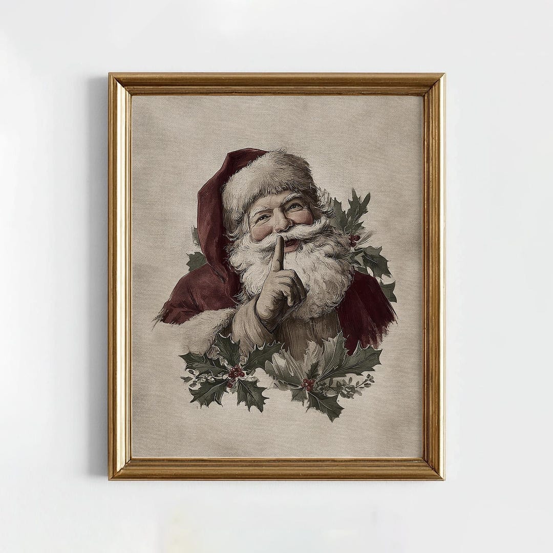Vintage Santa Portrait Print, Rustic Christmas Decor (digital Download ...