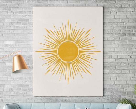 Yellow Sun Poster Colorful Sun Art Mid Century Modern Wall Art | Etsy