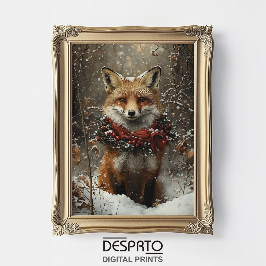 Fox in Winter Forest Print, Fox Rustic Snowy Cottagecore Print, Animal ...