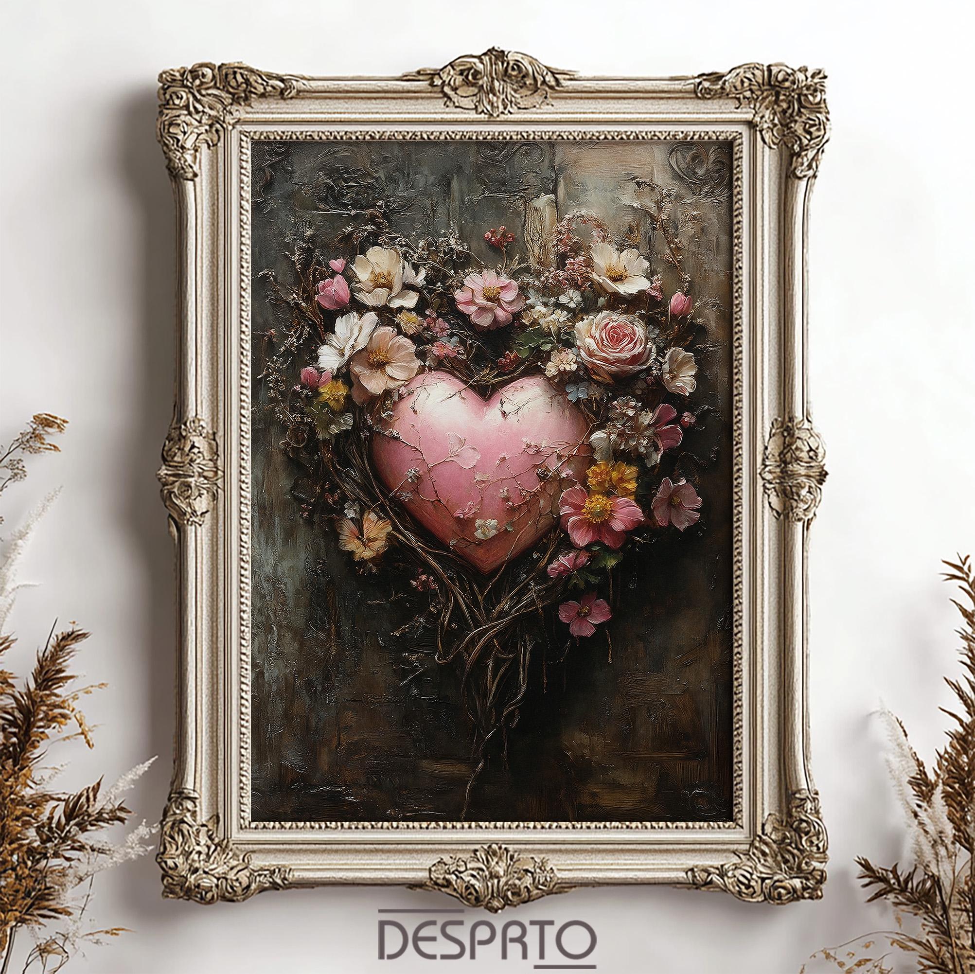 Heart Valentine's Day Print, Valentines Day Spring Decor Dark Academia ...