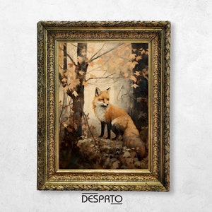 Fox in the Fall Forest, Cottagecore Prints, Animal Autumn Wall Art ...