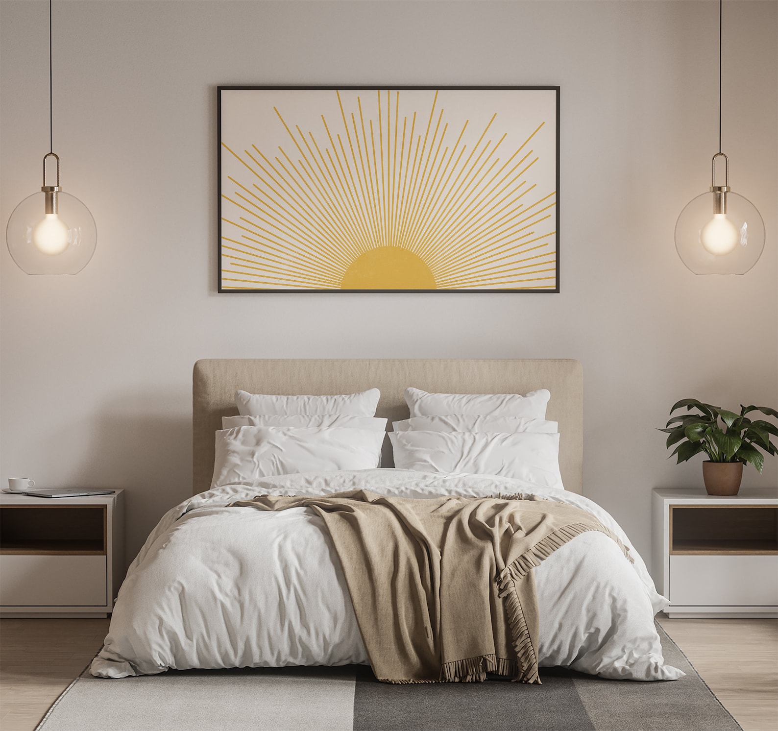 Sun Wall Art Sun Print Mid Century Modern Horizontal Sun Print Boho ...