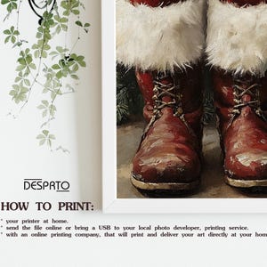 Christmas Santa Boots Art Print, Christmas Vintage Winter Rustic Decor ...