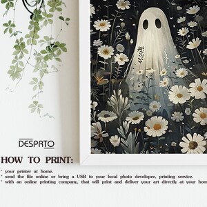 Floral Ghost Digital Portrait Print, Halloween Printable, Spooky Decor ...