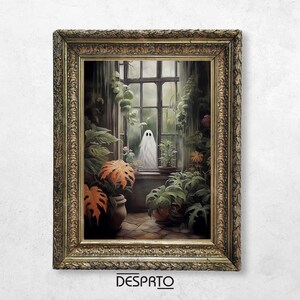 Ghost Peeking in the Window, Plant Lover Ghost, Interior Print, Dark ...