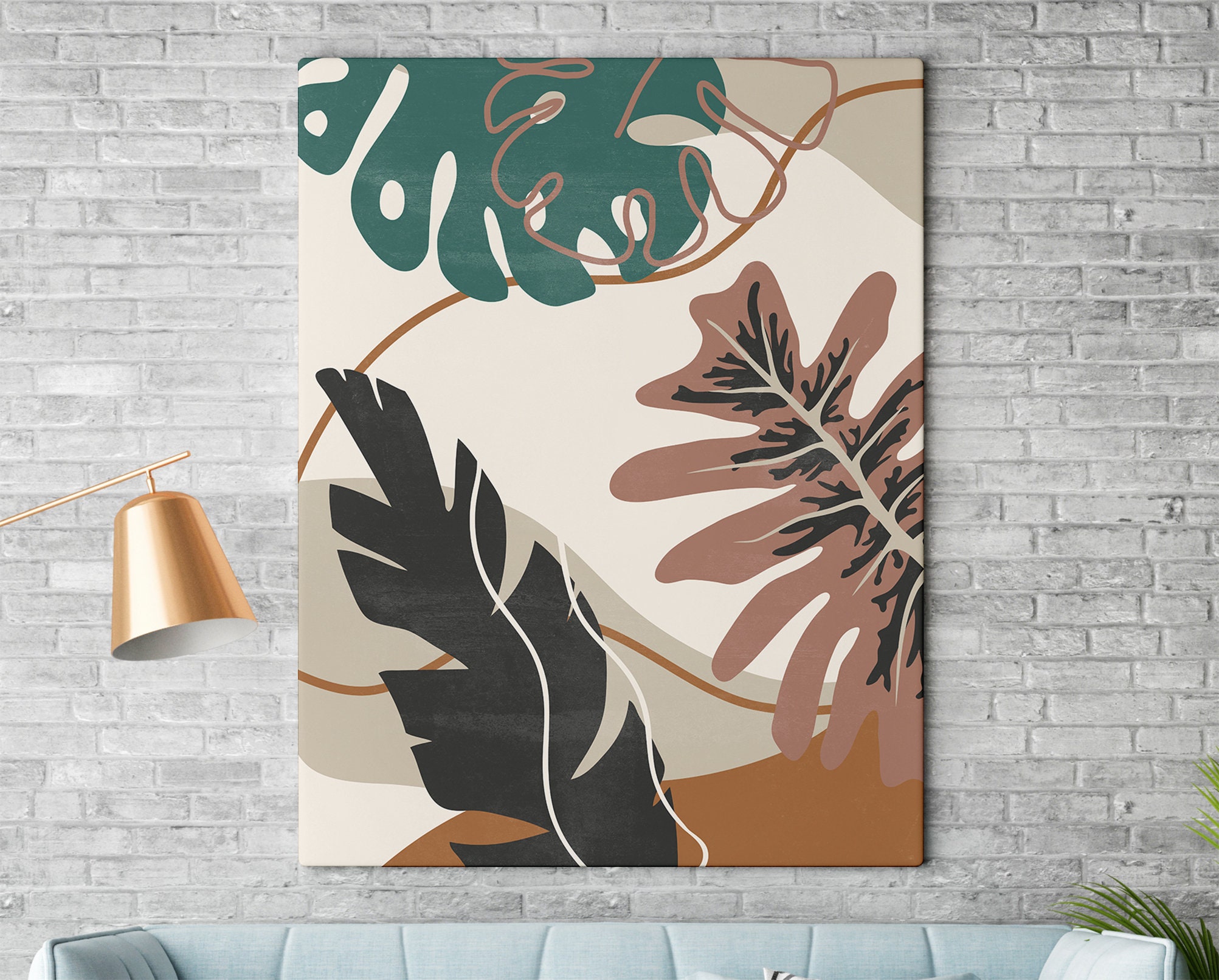 Boho Leaf Art Prints Tropical Leaf Print Art Boho Wall Art | Etsy