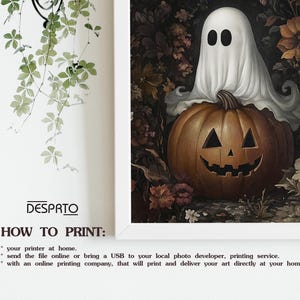 Ghost With Pumpkin in Fall Flower Forest, Dark Academia, Cottagecore ...