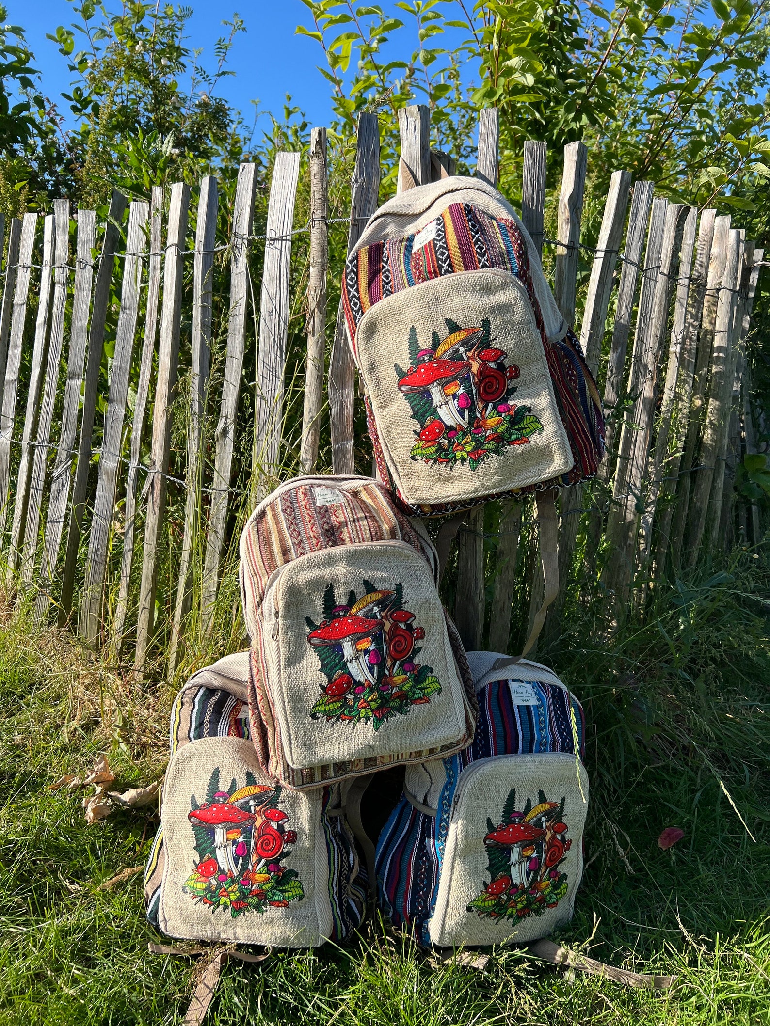 Handmade Mushroom Print Backpack: Hemp & Cotton Boho Rucksack - Etsy