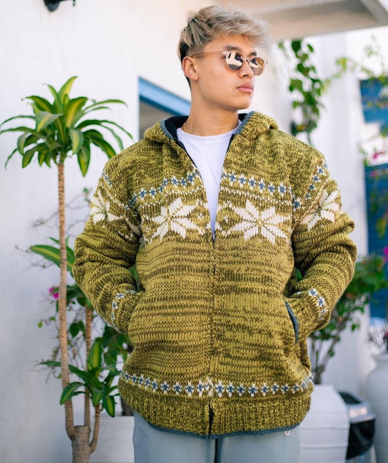 Handmade Wool Fleece Lined Knitted Jacket: Nepali Winter Hoodie - Etsy UK