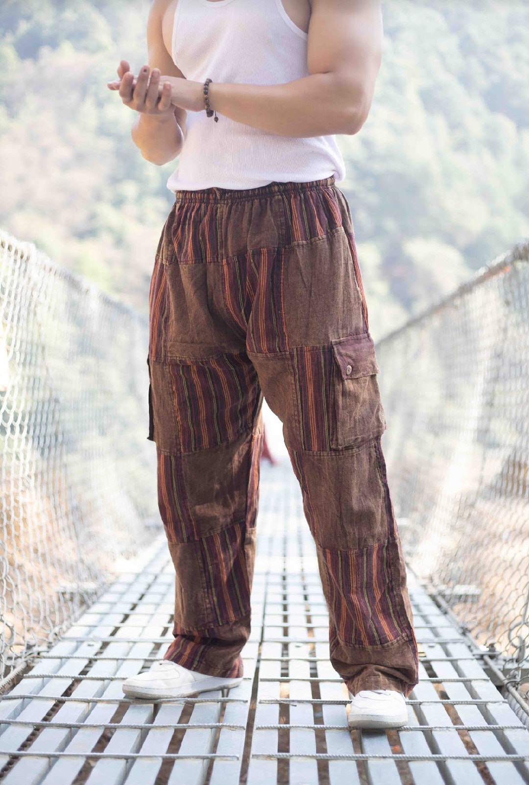 Hippie Patchwork Cotton Trousers: Unisex Boho Festival Pants - Etsy UK