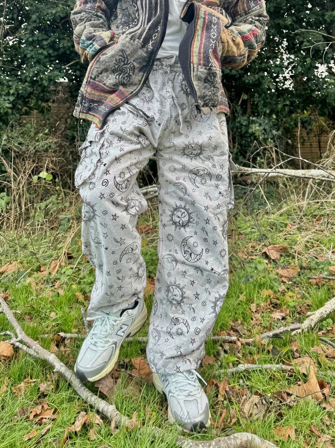 Unisex Hippie Pants | Sun & Moon Print Trouser| Cotton Pants | Festival ...