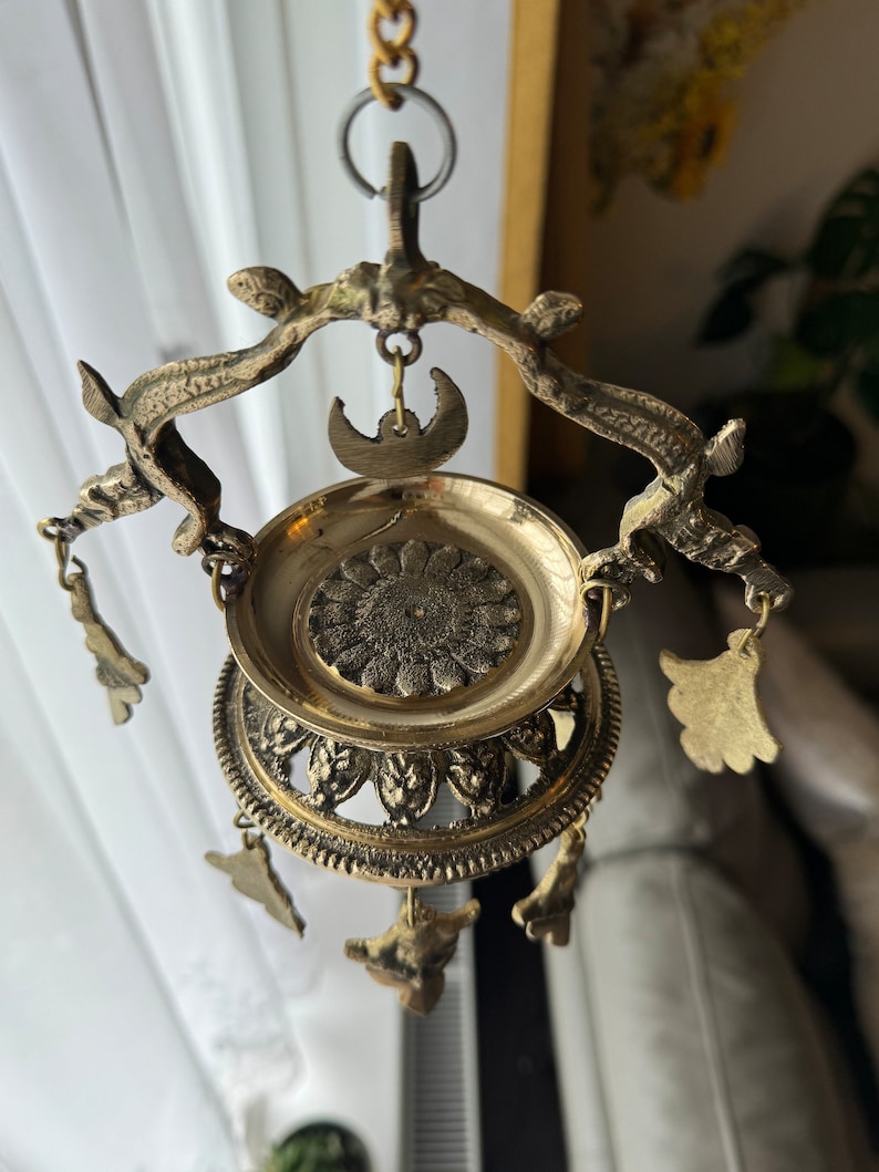 Vintage Brass Hanging Oil Lamp | Decorative Moroccan Lantern | Handmade ...