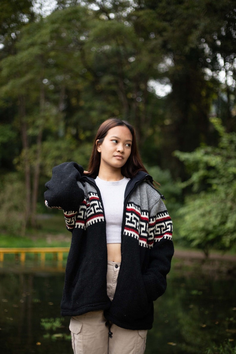 Handmade Wool Fleece Lined Hoodie: Nepali Knitted Winter Jacket - Etsy