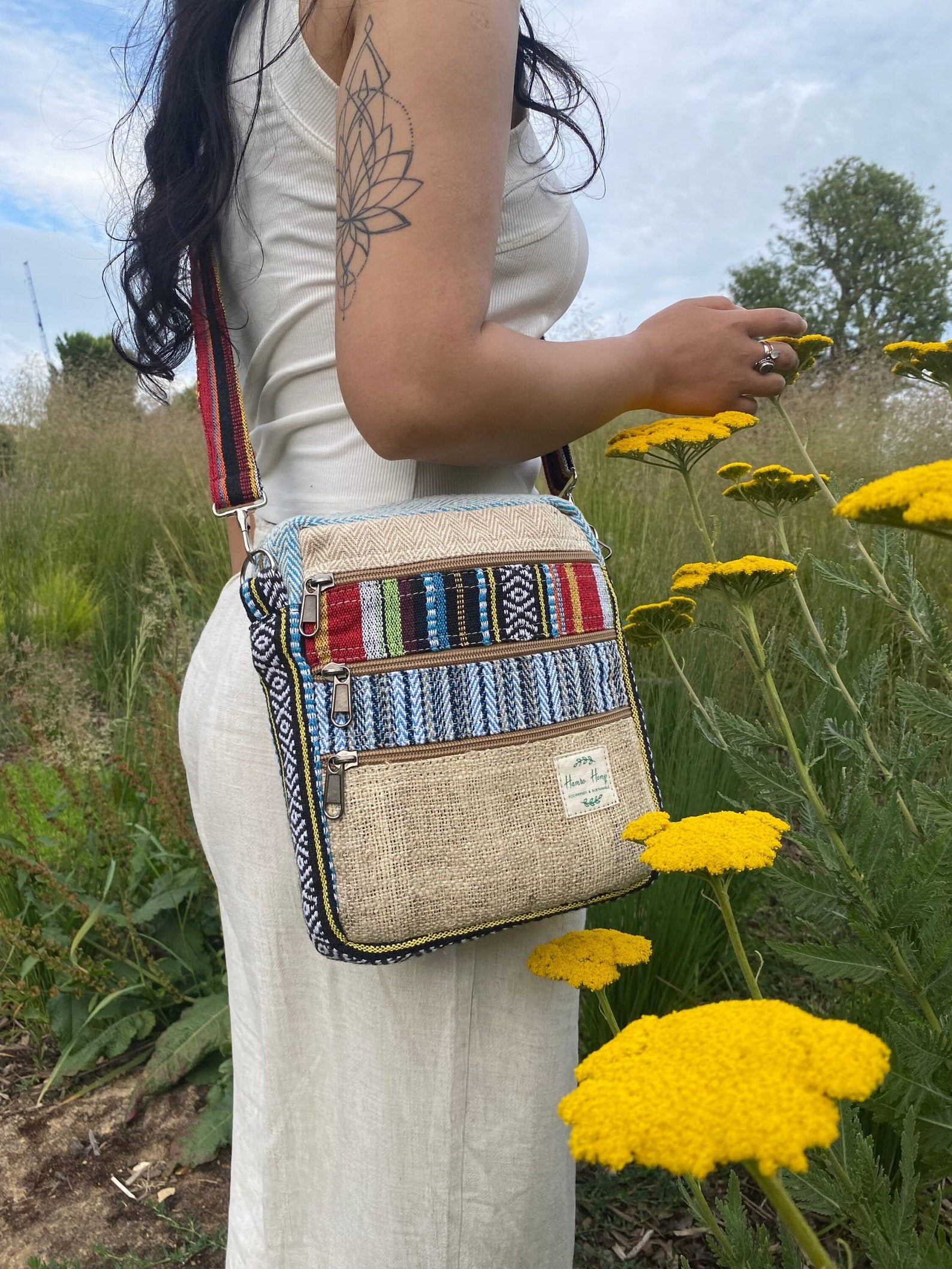 Boho Hemp Crossbody Bag: Handmade 5-pocket Mini Purse - Etsy