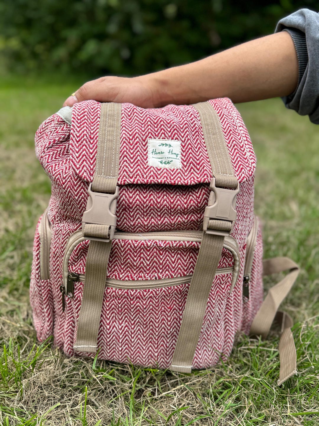 Handmade Hemp Backpack Eco-friendly Vintage Bag Colourful Nepal Travel ...