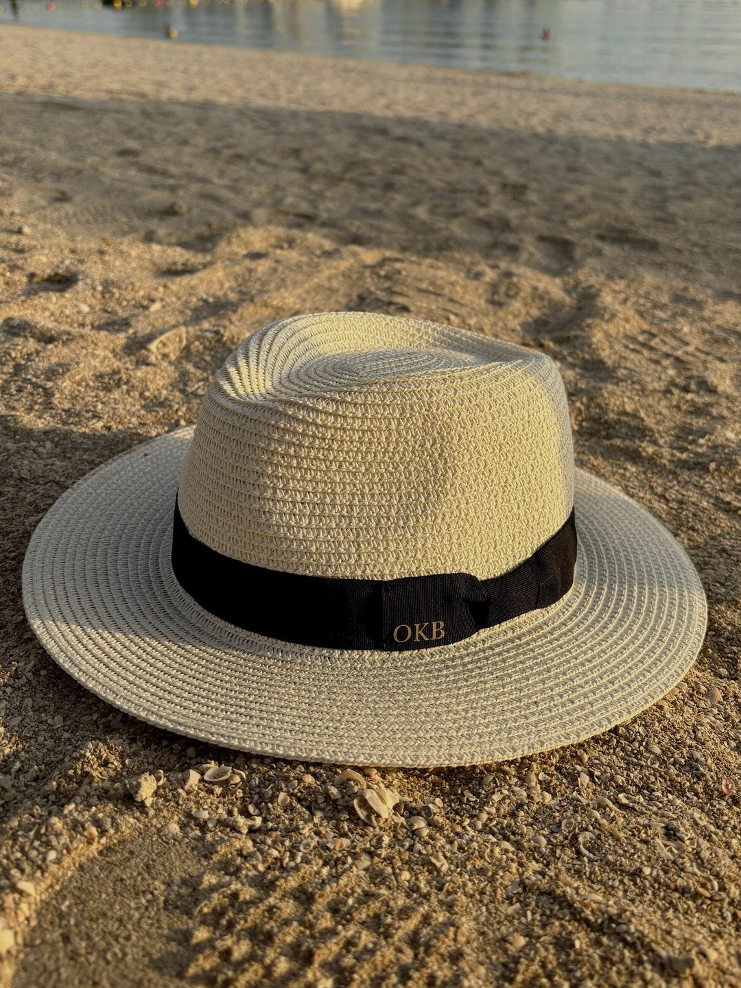Monogrammed Straw Fedora Hat: Personalized Beach Sun Hat - Etsy