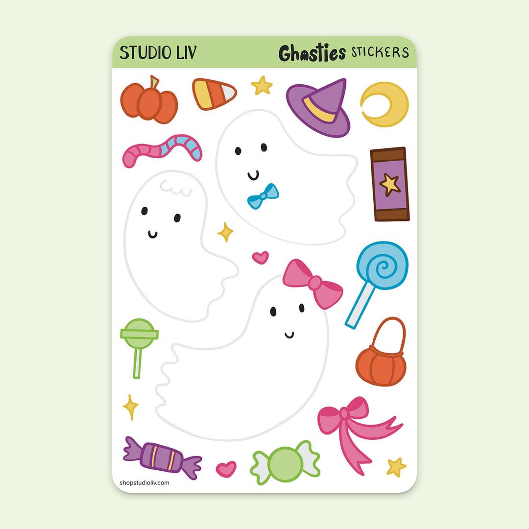 Ghosties Halloween Sticker Sheet for Journaling, Planners, Scrapbooking ...