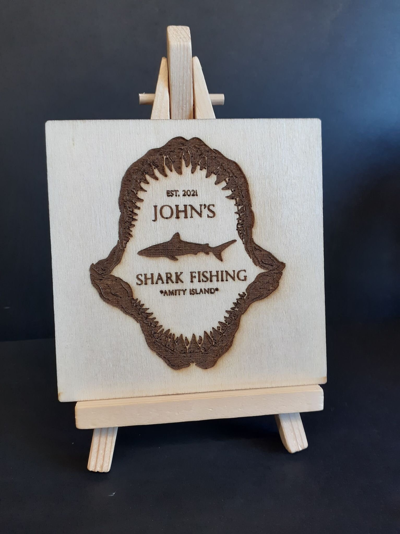 Personalised Jaws Themed Laser Engraved Plaque With Easel | Etsy