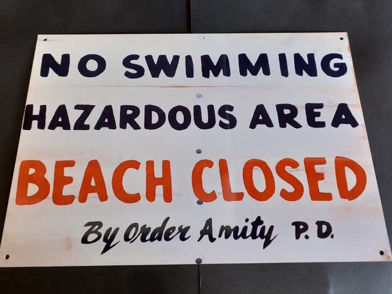 Jaws Themed Amity Beach Closed Metal Sign | Etsy