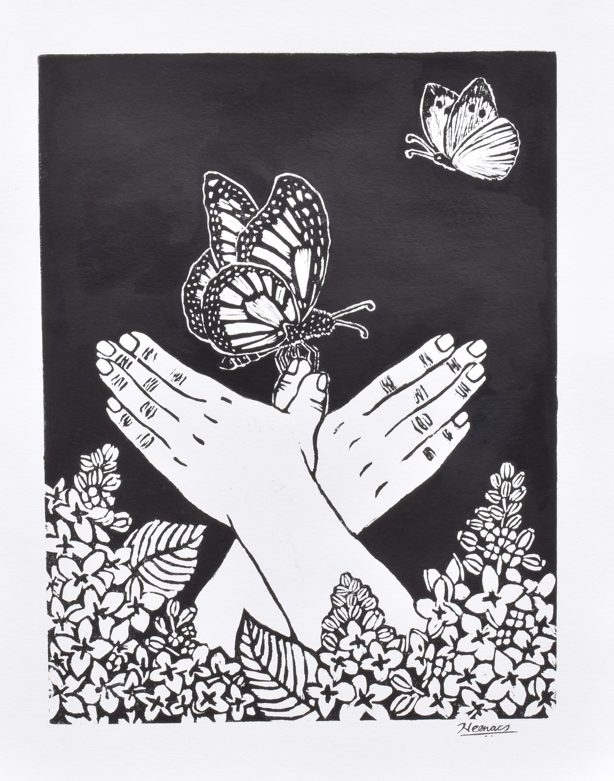 Butterfly american Sign Language Original Linocut Print - Etsy UK